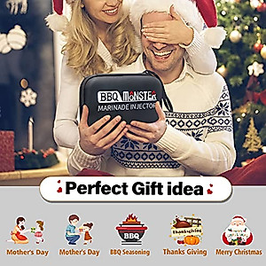 BBQ Monster Meat Injector Syringe Kit with 4 Professional Marinade Injector Needles and Travel Case for BBQ Grill Smoker, Turkey, Brisket; 2-oz Capacity; Paper User Manual and E-Book (PDF)