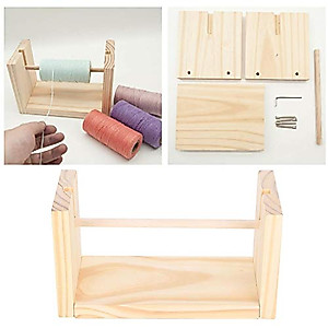 Yaami Yarn Spool, French Hemp Wooden Crochet Thread Rack Twine Holder With Twirling Mechanism String Sewing Spinner Knitting Embroidery Stand Dispenser Weaving Macrame Tool for Home Mall Store 20cm
