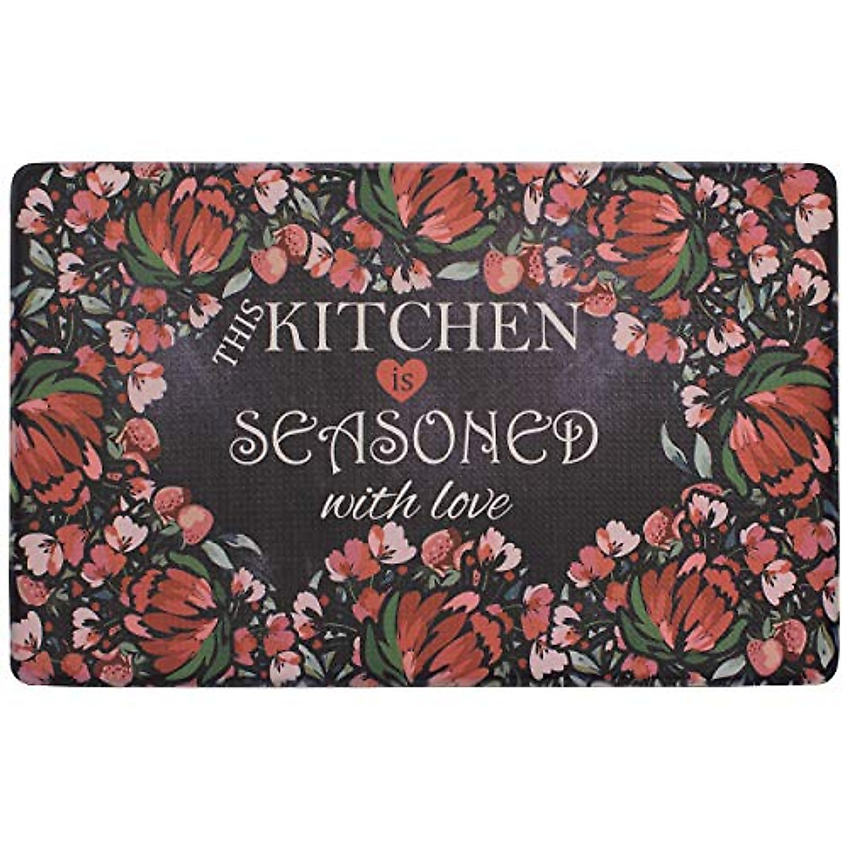 Chef Gear Floral Novelty Wellness Anti-Fatigue Kitchen Mat, Cooking & Standing Relief, Memory Foam & Skid-Resistant, 20" x 39", Brown Red