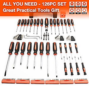 ValueMax 126PC Magnetic Screwdriver Set with Plastic Racking Organizer, Magnetizer Demagnetizer, DIY Tools & Equipment for Men Women Mechanic, Herramientas Tool Bit Kit Home Improvement Gift