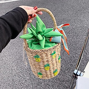 SFMZCM Fashion Rattan Women Handbags Wicker Woven Bucket Bag Casual Summer Beach Bags Lady Small Tote