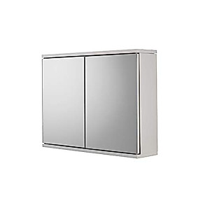 Croydex WC257022AZ Simplicity Double Door Mirrored Medicine Cabinet with Magnetic Push Catch Opening, White