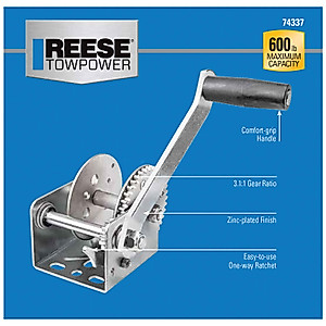 Reese Towpower 74337 600 Pound Capacity Winch , Black