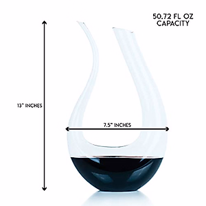 Galashield Wine Decanter, 100% Hand Blown Lead-free Crystal Glass Red Wine Carafe U Shape Wine Aerator