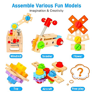 Wooden Tool Set for Kids 2 3 4 5 Year Old, 29Pcs Educational STEM Toys Toddler Montessori Toys for 2 Year Old Construction Preschool Learning Activities Gifts for Boys Girls Age 2-4 1-3