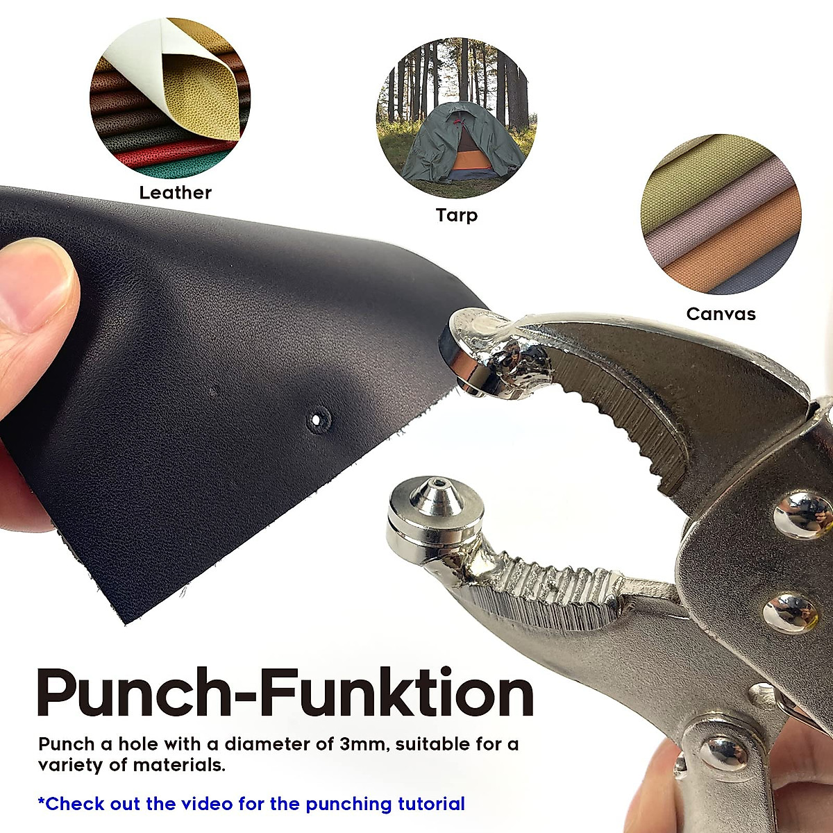 Rexhubro snap fastener tool,Snap Tool for Boat Covers, Heavy Duty Snap Setter Pliers Canvas Snap Fasteners Kit Includes 20 Sets 15mm Stainless Snaps, Blue