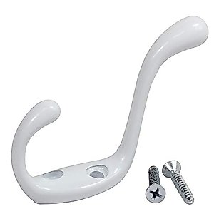 10 Pack Rok Hardware Heavy Duty Dual Home Closet Wall Towel Coat Hook, 3-1/2", White ROKCH101WH