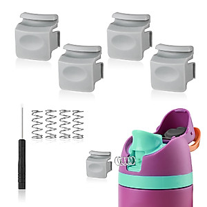 PEUTIER 4pcs Replacement Button Compatible with Owala FreeSip 24oz 32oz, BPA-Free Water Bottle Lid Mouth Push Button Switch Replacement Parts for Owala 19/24/32/40oz Bottle Accessories, Grey