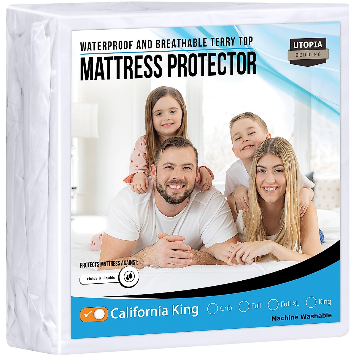 Utopia Bedding Waterproof Mattress Protector California King Size, Premium Terry Mattress Cover 200 GSM, Breathable, Fitted Style with Stretchable Pockets (White)