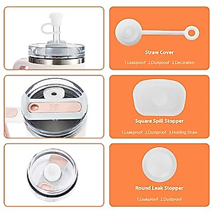 12PCS Silicone Spill Proof Stopper Set - Spill Stopper Straw Cover for Stanley Cup 1.0 2.0 40oz 30oz, Stanley Accessories Including 2 Straw Cover Cap, 2 Square Spill Stopper And 2 Round Leak Stopper