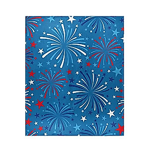 susiyo Patriotic Blue Fireworks Throw Blanket 50x60 inch Soft Lightweight Decor Sofa Couch Blanket