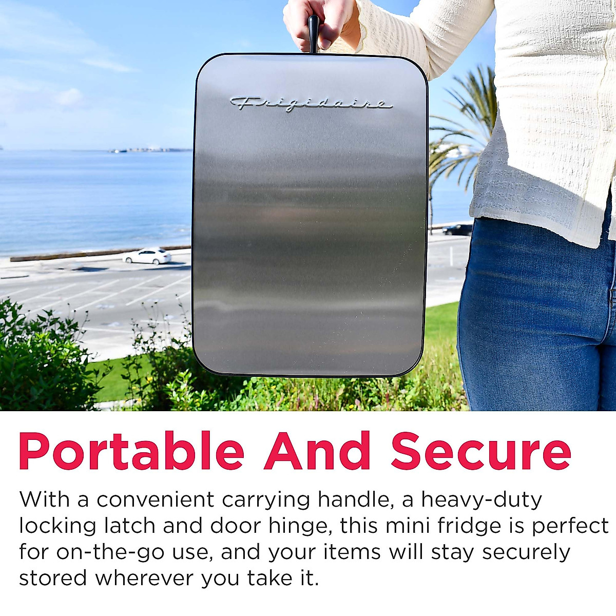 FRIGIDAIRE Portable 10L, 15-can Mini Fridge Brushed Stainless Rugged Refrigerator, EFMIS188-SS