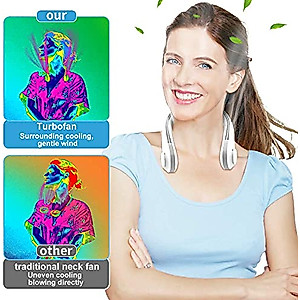 LESHIDA ICEFANHUB Portable Neck Fan Personal Work 2000 mAh 5~8 Hours Turnable White 360°Flexible