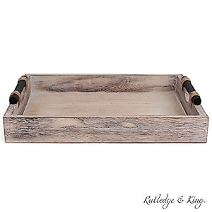 Rutledge & King Bethany Serving Tray - Ottoman Tray/Decorative Tray - Coffee Table Tray/Round Wooden Tray - Breakfast in Bed Tray with Handles - Rustic Wood Tray