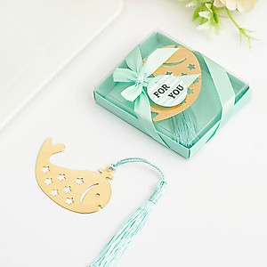 60 Pcs Blue Whale Bookmarks for Baby Shower Favors Mermaid Theme Party Gift Souvenirs for Gueststs (Blue Whale)