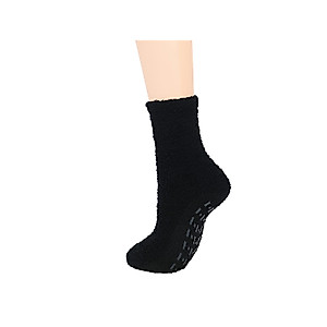 Century Star Non Slip Fuzzy Socks With Grips For Men Warm Cozy Socks Fluffy Socks Athletic Socks For Christmas 3 Pairs Coffee Navy Black(Non-Slip) One Size