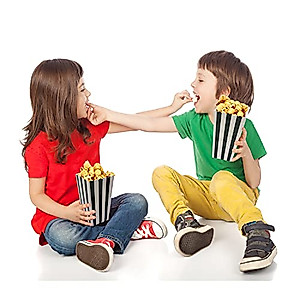 24 Pcs Popcorn Boxes Mini Paper Popcorn Box Cardboard Popcorn Container for Party, White/Black Stripes