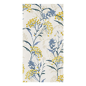 Absorbent Microfiber Kitchen Towels(Set of 3),Vintage Floral Plant,Tea Towel for Kitchen/Bathroom Decorative Bar Towels,Yellow Blue,Soft Resuable Dish Towels Cloths Nonstick Oil Washable Fast Drying
