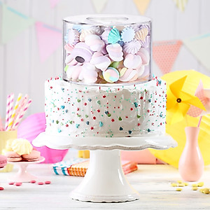 Weysat 2 Pcs Acrylic Fillable Cake Stand 7 Inch and 4.7 Inch Clear Cake Riser Round Cake Tier Decorative Cylinder Stand for Wedding Birthday Party(10''D x 4''H, 6''D x 4''H)