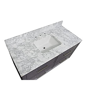 Kitchen Bath Collection Helsinki 48-inch Floating Bathroom Vanity (Carrara/Marine Gray): Includes Marine Gray Cabinet with Carrara Countertop and White Ceramic Sink