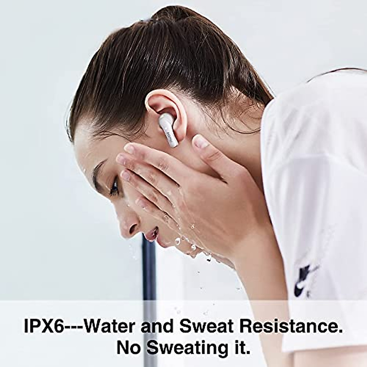 Padmate Bluetooth Headphones True Wireless Earbuds with 4 Mics CVC8.0 Noise Cancelling Earphones with Charging Case in-Ear Headset Touch Control Sport TWS 30H Playback Waterproof IPX6 Pamu T6C White