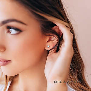 Huggie Hoop Earring 925 Sterling Silver Synthetic White Opal Earrings for Women Open Hoop & Half Hoop Earrings Tiny Hug Hoops