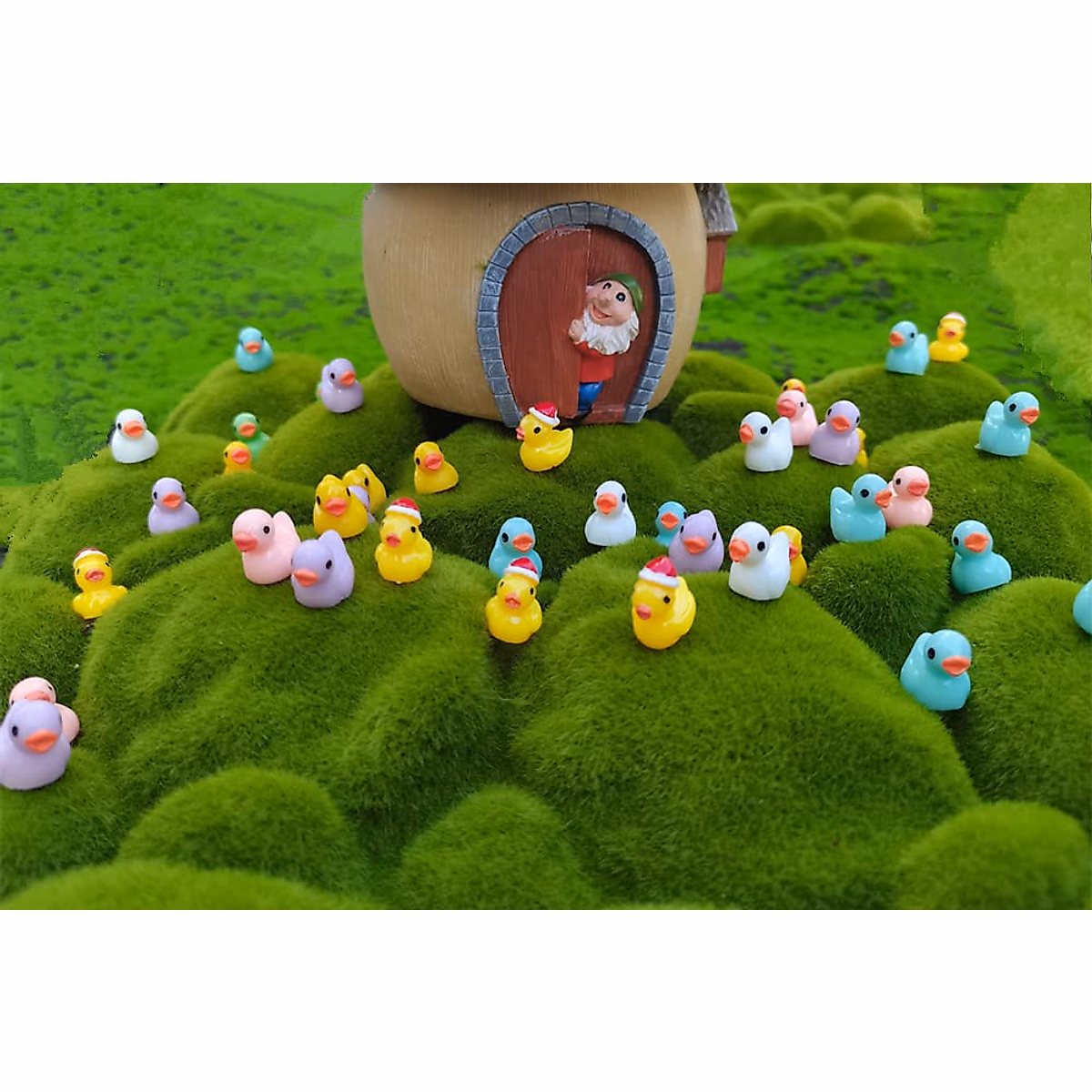 HYG 84 Pieces Mini Resin Duck 7 Colors,These Little Ducks can be Used in Miniature Gardens, They are Best Gifts for Christmas, Birthday Party, Halloween