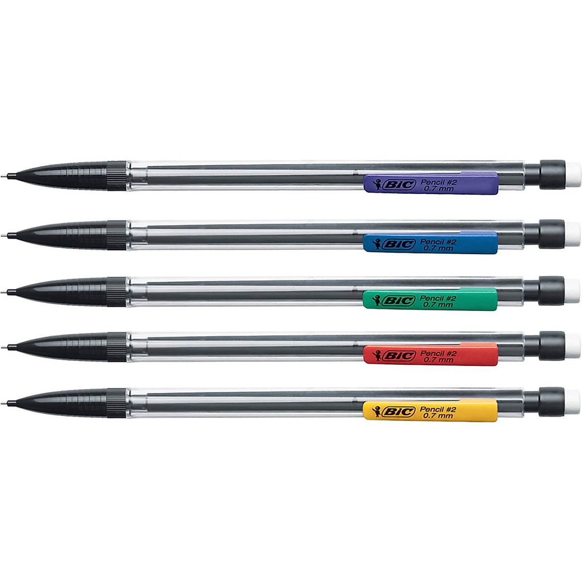 BIC Xtra-Life Mechanical Pencil, Clear Barrel, Medium Point (0.7mm), 12-Count , Black