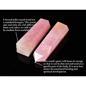AMOYSTONE Rose Quartz Obelisk Tower Large Healing Crystal Wand Point 6 Faceted Reiki Chakra Meditation Therapy Pink 1.1-1.7 LBS