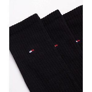 Tommy Hilfiger Men's Athletic Socks - Cushioned Crew Socks (12 Pack), Size 7-12, Pure Black