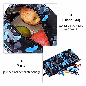 goldwheat School Backpack for Boys Cool Camouflage Bookbags with Lunch Box Pencil Case 3pcs for Middle School, Green