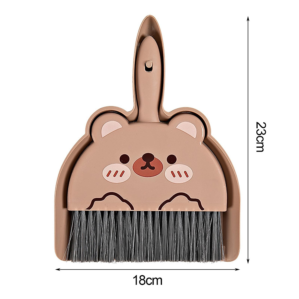 ulafbwur Mini Dustpan and Brush Set, Cartoon Pattern Cleaning Set, 2pcs/set Small Broom Dustpan Set, Keyboards Cleaning Mini Broom Dustpan Set, Compact Dust Pan and Hand Broom for Cleaning Brown