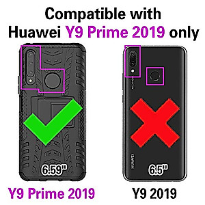 Phone Case for Huawei Y9 Prime 2019 with Tempered Glass Screen Protector Cover and Cell Accessories Slim Thin Rugged Soft TPU Silicone Carbon Fiber Hawaii Enjoy 10 Plus Cases Women Girls Men Boys Blue