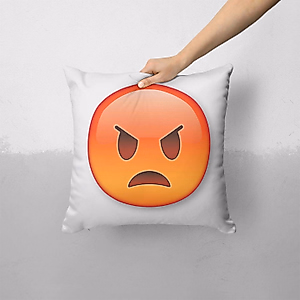 iiRov Mad Emoticon Emoji - Custom Decorative Home Decor Indoor or Outdoor Throw Pillow Cover Plus Cushion Set for Sofa, Bed or Couch (Pillow CASE Cover Plus Cushion)