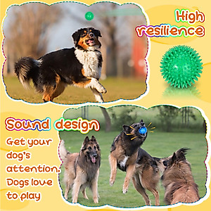 Lenwen 24 Pcs Spikey Dog Balls 3.5 Inch Squeaky Dog Toys Pet Toys Rubber Dog Toy Balls Puppy Chew Toys for Teething Durable Dog Toys for Aggressive Chewers Fetch Toys for Medium Large Dogs