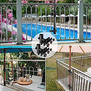 Vinazone Patio Umbrella Holder, Heavy Duty Deck Umbrella Mount, Umbrella Holder for Deck Railing, Deck Mount Umbrella Holder, Umbrella Deck Mount, Umbrella Clamp for Fence, Railing, Deck- Set1 -Black