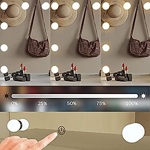 Furnideco Vanity Set with 10 Light Bulbs, Makeup Table with Cushioned Stool, 6 Storage Shelves 2 Drawers, Vanity Set 3 Lighting Modes Brightness Adjustable for Bedroom Studio