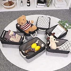 Bidtakay Baskets Set Fabric Storage Bins-Black&Grey Bundled Baskets of 2 Large Baskets 16" X 11.8" X 11.8" + 6 Small Baskets 11.8" X 7.8" X 5"