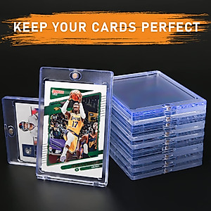 50 Pack Magnetic Card Holders for Trading Cards, One Touch Magnetic Card Holder 35pt, Baseball Card Holder Hard Plastic Card Cases for Baseball Card Sports Cards