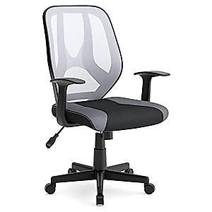 Signature Design by Ashley Beauenali Home Office Swivel Desk Chair, 25"W x 23"D x 40"H, Light Gray & Black