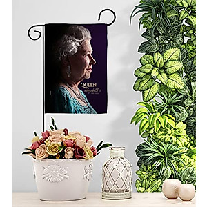 Queen Elizabeth II Flag - Set Wood Dowel Sweet Life Sympathy Remembrance Memorial Bereavement Love Support Emotion Postive - House Banner Small Yard Gift Double-Sided Made In USA 13 X 18.5