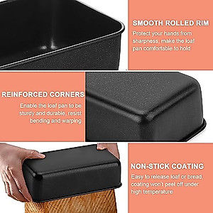 Herogo Non-Stick Loaf Pan Set of 4, Stainless Steel Rectangle Bread Loaf Pans for Baking Bread Meatloaf Brownie Lasagna, 9 x 5 Inch Black Meatloaf Baking Pan for Homemade Bread, Oven Safe