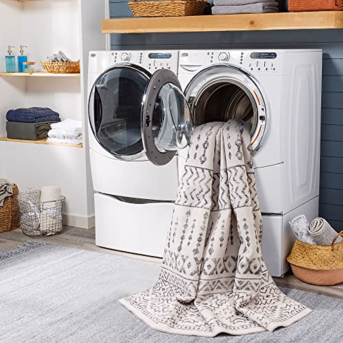 Art&Tuft Area Rug 5x7, Super Soft Ultra-Thin Moroccan Washable Rug, Anti-Slip Backing Rugs for Living Room, Foldable Geometric Machine Washable Area Rug(5'x7', Ivory)