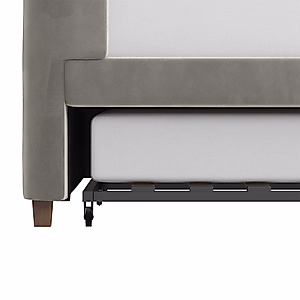 Little Seeds Valentina Upholstered Trundle, Twin Size, Gray Velvet Daybed