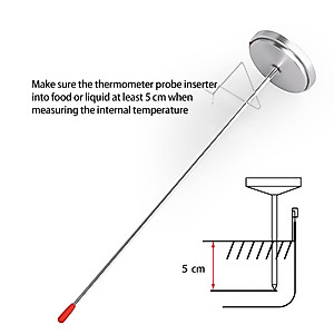 Candy Thermometer Deep Fry/Jam/Sugar/Syrup/Jelly Thermometer with Stainless Steel Large 2" Dial & 9" Accurate Sensitive Long Probe Oil Thermometer Cooking Thermometer