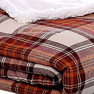 Eddie Bauer - Throw Blanket, Reversible Sherpa Fleece Bedding, Home Decor for All Seasons (Edgewood Red, Throw)