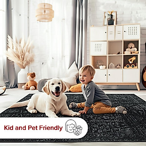 nuLOOM Arlena Vintage Traditional Area Rug - 6 Square Area Rug Modern/Contemporary Black/Grey Rugs for Living Room Bedroom Dining Room Kitchen