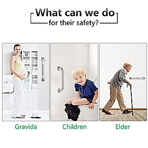 2 Pack 16 Inch Grab Bars for Bathtubs and Showers, Anti Slip Shower Grab Bars Stainless Steel Shower Handle Toilet Handicap Elderly Senior Assist Bathroom Saft Handle