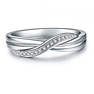 THREE MAN Sterling Silver Wedding Band Ring for Women X Style Brief Design 925 Silver (6)