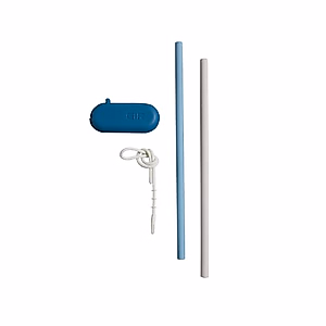 GIR: Get It Right Reusable Extra Long Silicone Straws for Tumblers with Travel Case and Cleaning Wand, Eco-Friendly Drinking Straws for Hot and Cold Beverages, 2-Pack (Boulder)